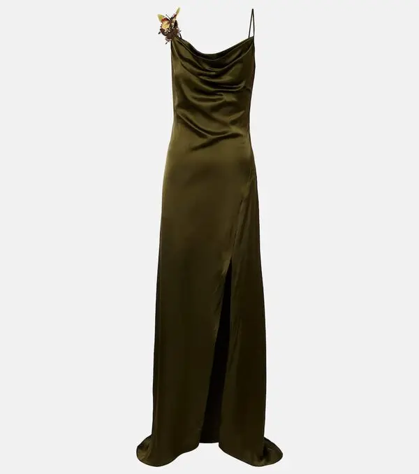 Blumarine Appliqué Satin Gown