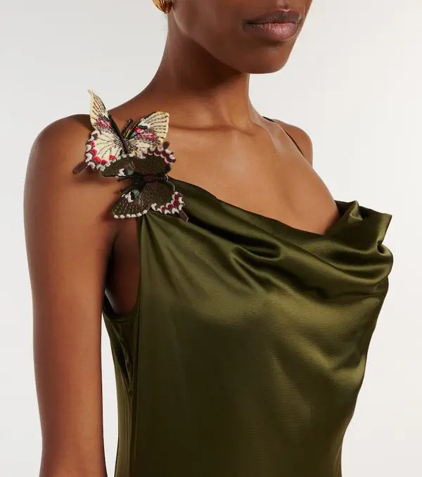 Blumarine Appliqué Satin Gown