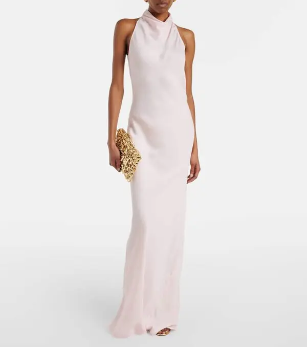 ROTATE BY BIRGER CHRISTENSEN Halterneck Satin Gown - Pink