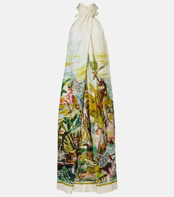 ALEMAIS Alémais Jungle Boogie Halterneck Maxi Dress - Multicoloured