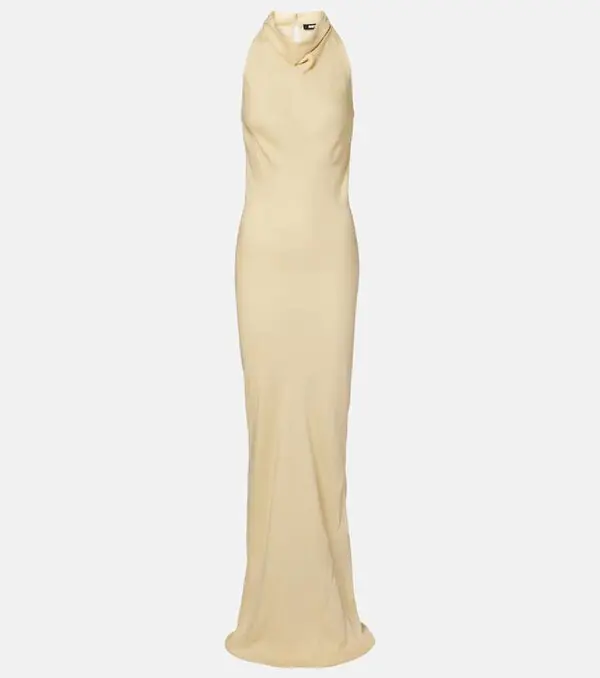 ROTATE BY BIRGER CHRISTENSEN Halterneck Satin Gown - Yellow