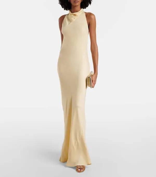 ROTATE BY BIRGER CHRISTENSEN Halterneck Satin Gown - Yellow