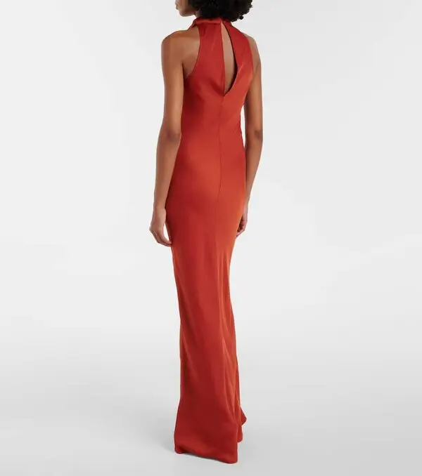 ROTATE BY BIRGER CHRISTENSEN Halterneck Satin Gown - Orange