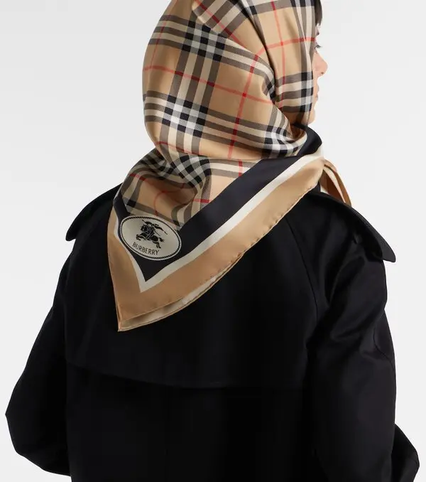 Burberry Check Silk Twill Scarf - Beige