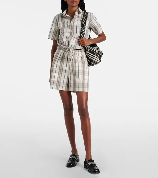 Burberry Check Cotton Shorts - Beige