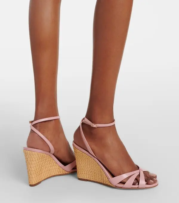 AQUAZZURA Tati Leather Wedge Sandals - Pink
