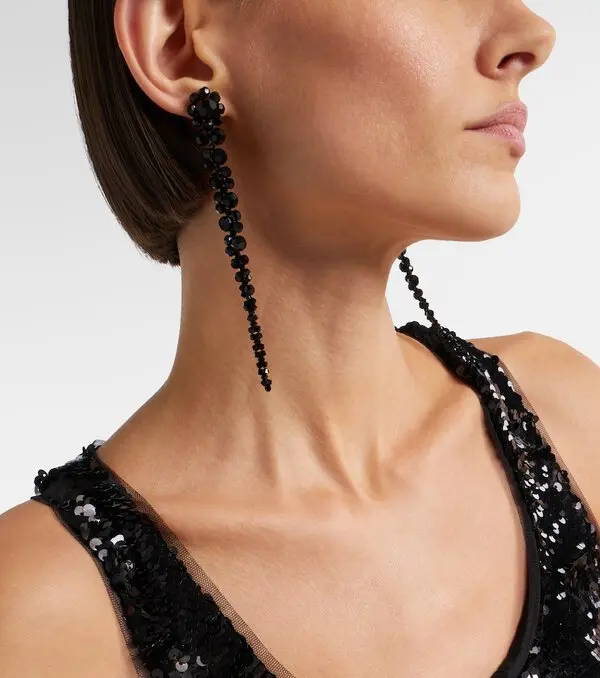 Simone Rocha Drip Embellished Drop Earrings - Black