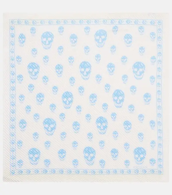Alexander McQueen Skull Silk Scarf - White