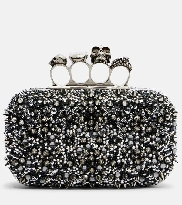 Alexander McQueen Knuckle Embellished Clutch - Silver