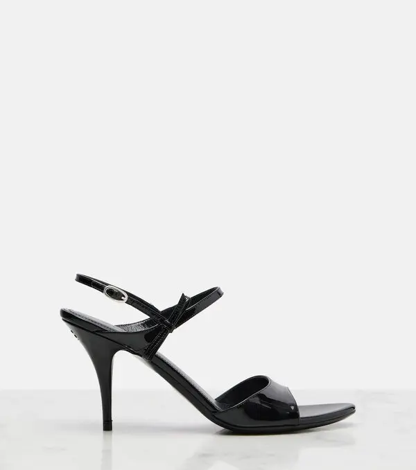 Balenciaga Avenue Bow Patent Leather Sandals - Black