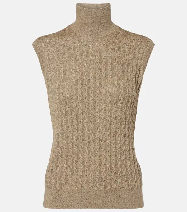 Loro Piana Bihar Cable-knit Turtleneck Vest - Beige