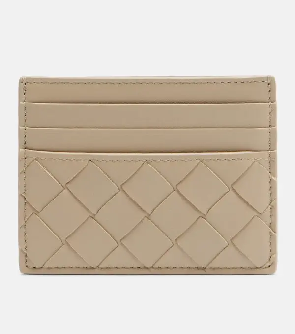 Bottega Veneta Intrecciato Leather Card Holder - Beige