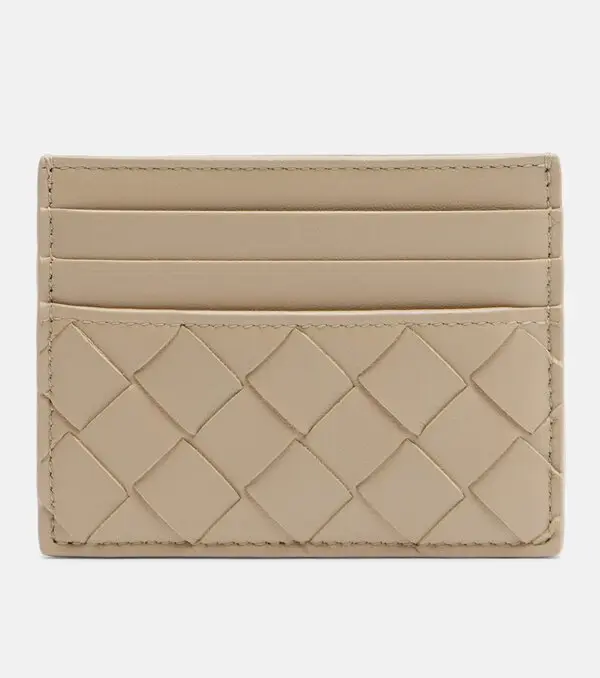 Bottega Veneta Intrecciato Leather Card Holder - Beige