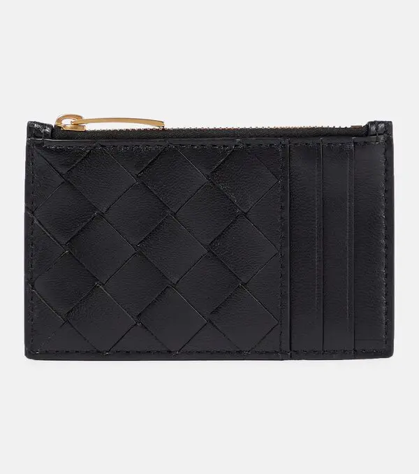 Bottega Veneta Intrecciato Leather Card Holder - Black