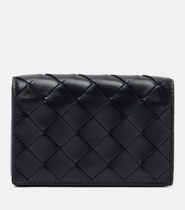 Bottega Veneta Intrecciato Leather Card Holder - Black