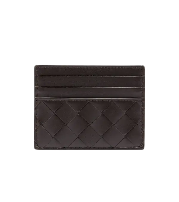 Bottega Veneta Intrecciato Leather Card Holder - Brown
