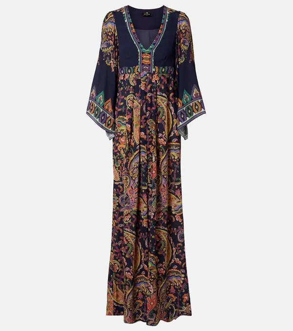 Etro Paisley Maxi Dress - Blue