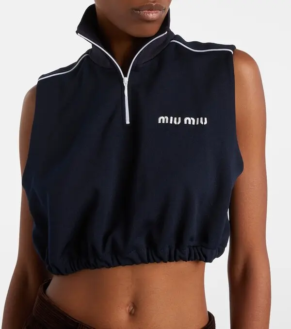 Miu Miu Logo Jersey Crop Top