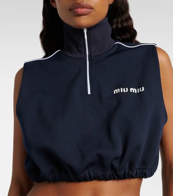 Miu Miu Logo Jersey Crop Top