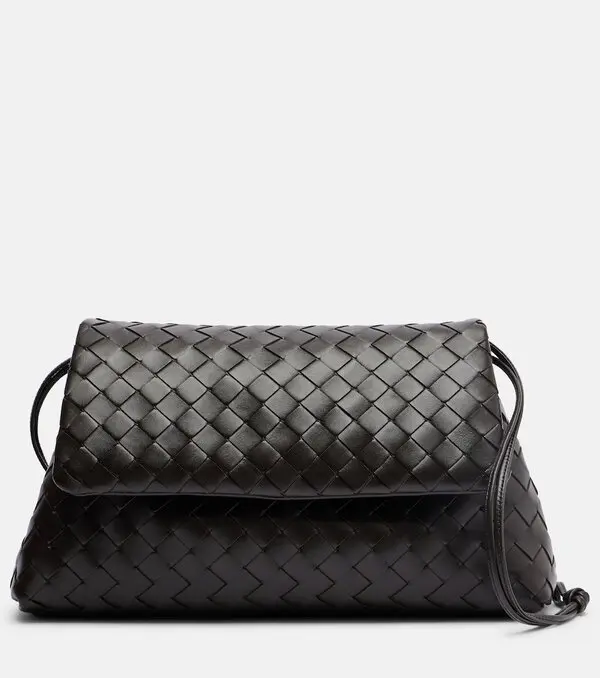 Bottega Veneta Giorno Intrecciato Leather Shoulder Bag - Brown