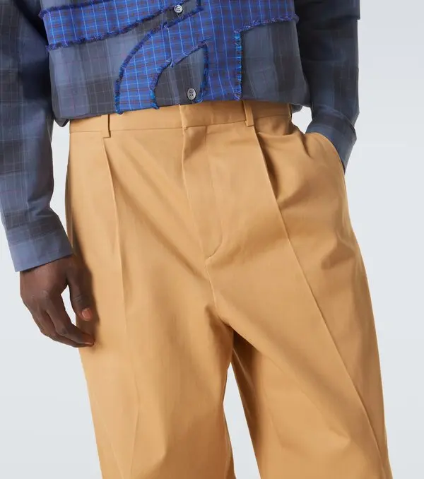 Loewe Pleated Cotton Gabardine Wide-leg Pants - Beige