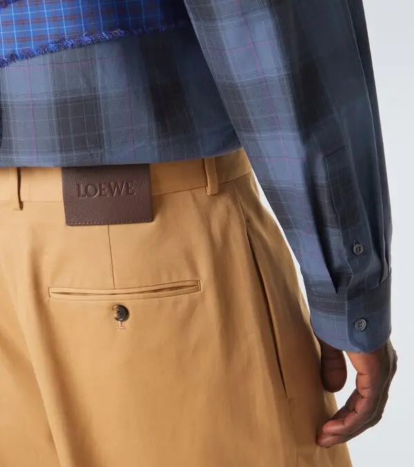 Loewe Pleated Cotton Gabardine Wide-leg Pants - Beige