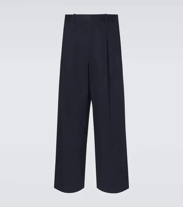 Loewe Pleated Cotton Gabardine Wide-leg Pants - Blue