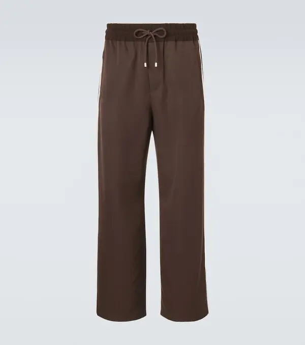 Loewe Wool Gabardine Wide-leg Pants - Brown