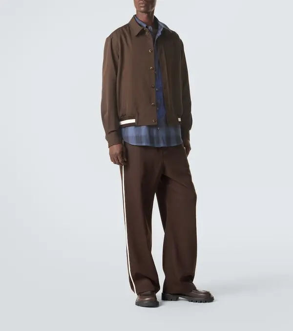 Loewe Wool Gabardine Wide-leg Pants - Brown