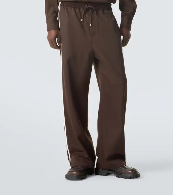 Loewe Wool Gabardine Wide-leg Pants - Brown