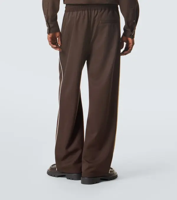 Loewe Wool Gabardine Wide-leg Pants - Brown