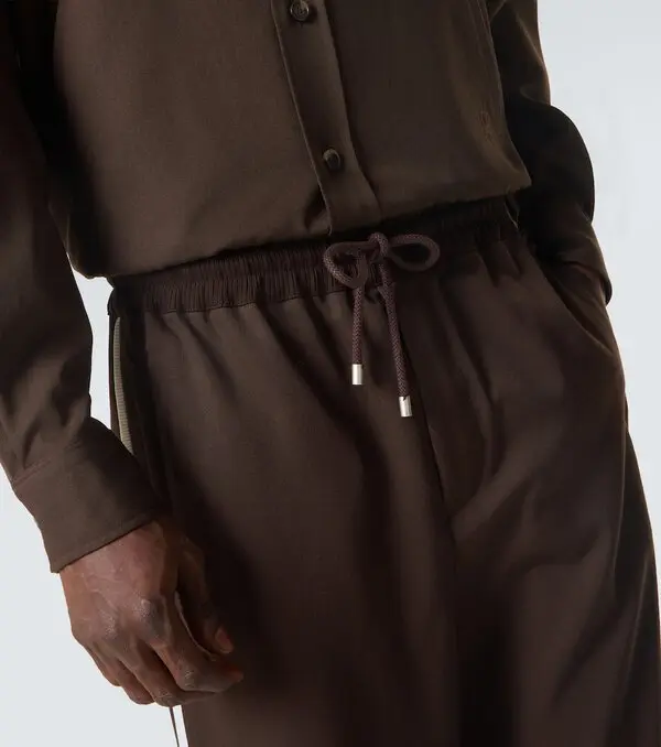 Loewe Wool Gabardine Wide-leg Pants - Brown