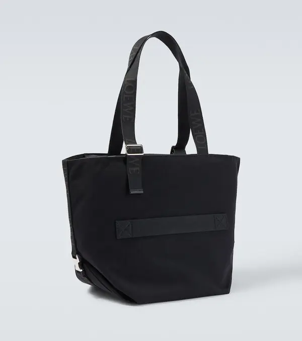 Loewe Flex Medium Canvas And Suede Tote Bag - Black