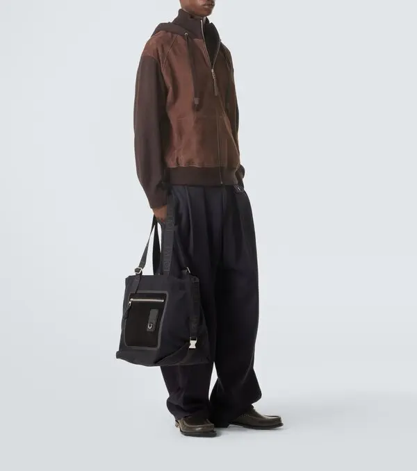 Loewe Flex Medium Canvas And Suede Tote Bag - Black