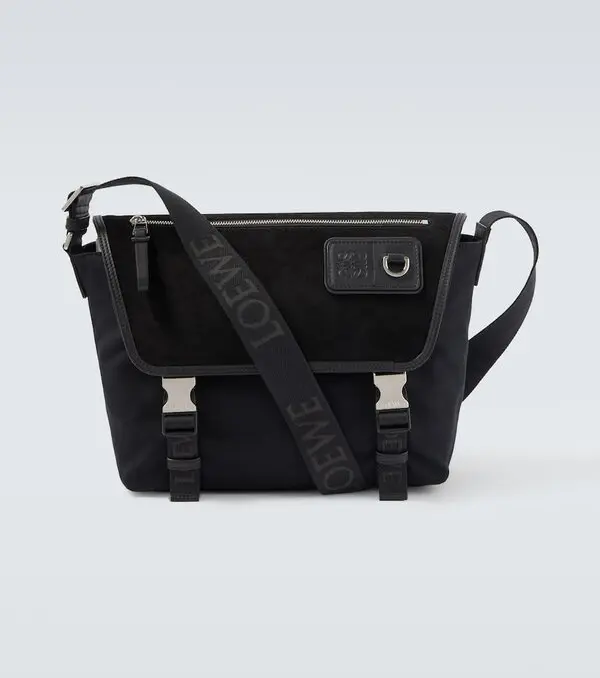 Loewe Flex Medium Canvas And Suede Messenger Bag - Black