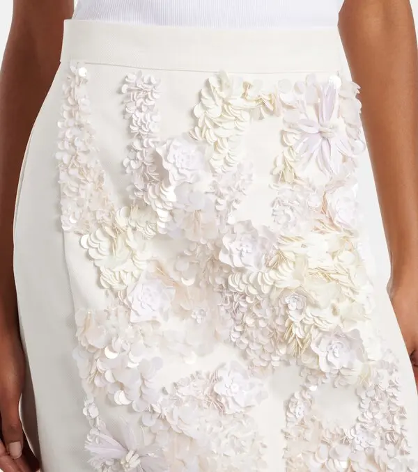 Plan C Cotton Drill Embellished Midi Skirt