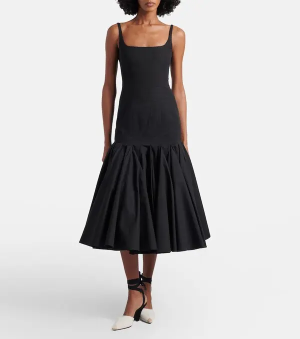 Jacquemus Agave Cotton Poplin Midi Dress - Black