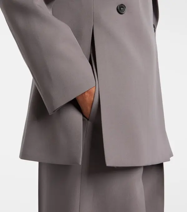 JIL SANDER Double-breasted Wool Gabardine Blazer - Grey