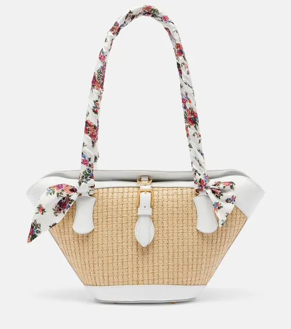Dolce & Gabbana Capri Medium Leather-trimmed Raffia Tote Bag - Beige