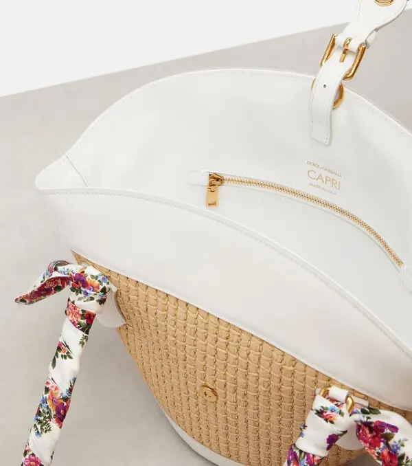 Dolce & Gabbana Capri Medium Raffia Tote Bag - Beige