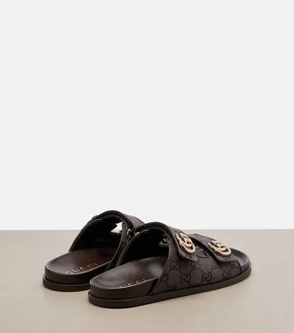 Gucci Double G Gg Canvas Sandals - Brown