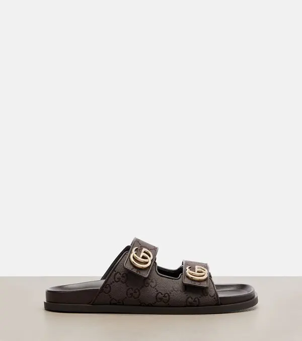 Gucci Double G Gg Canvas Sandals - Brown