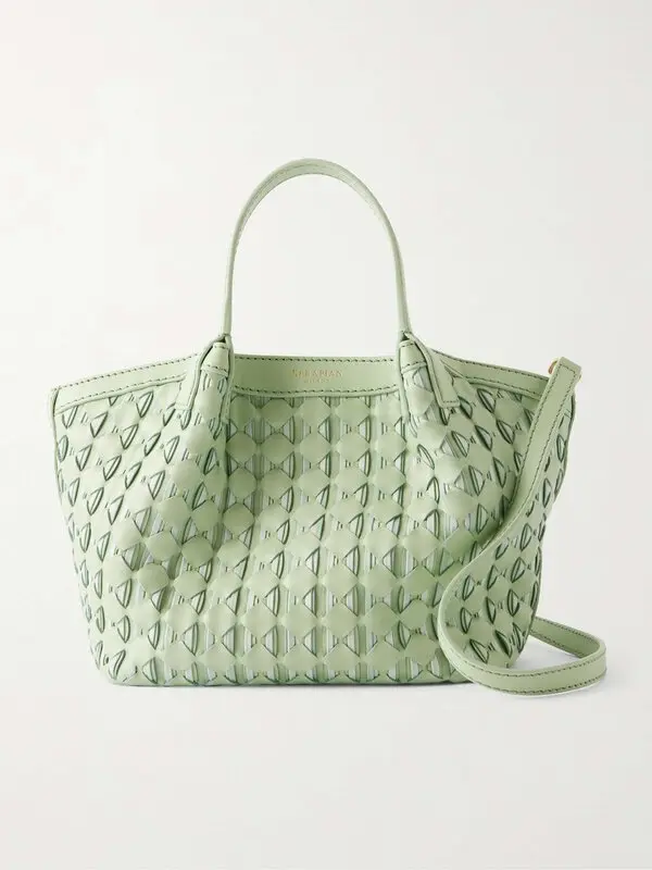 SERAPIAN Secret Mini Woven Leather Shoulder Bag - Mint