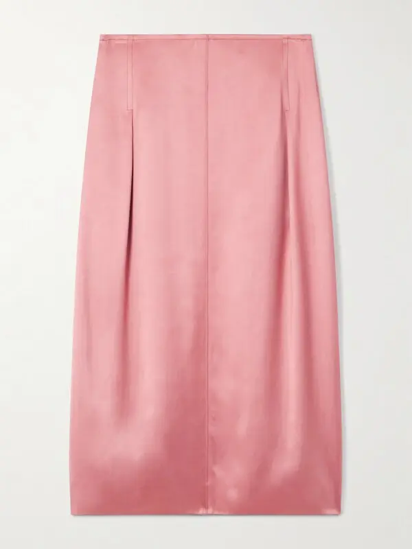 LANVIN Pleated Satin Midi Skirt - Pink