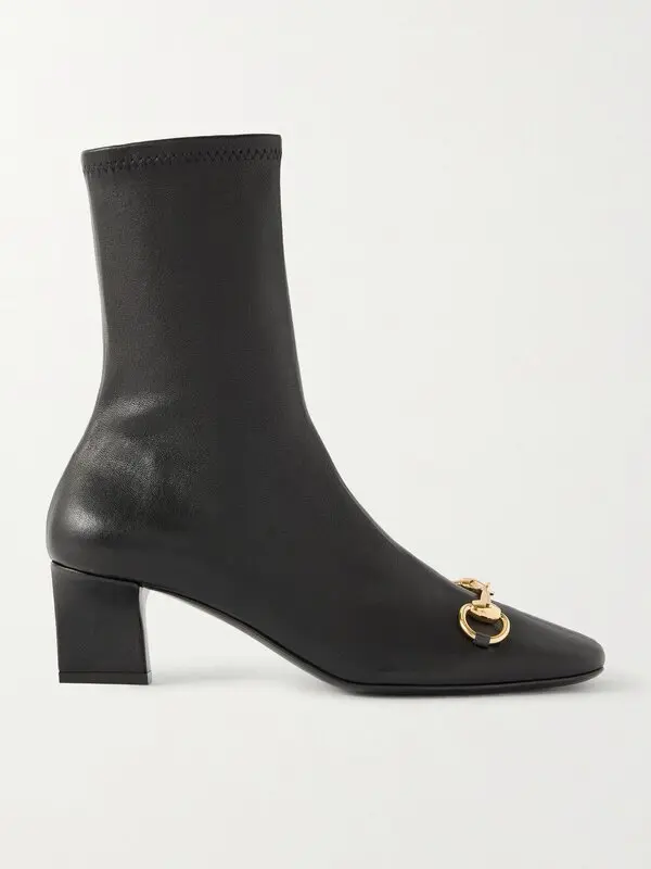 Gucci Zhora Horsebit-embellished Leather Ankle Boots - Black