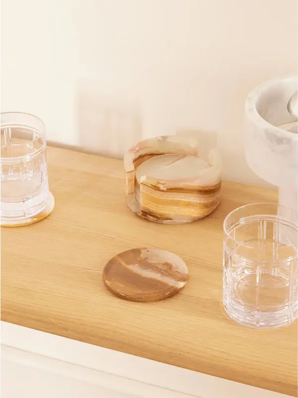 Jia Jia Set Of Three Onyx Coasters