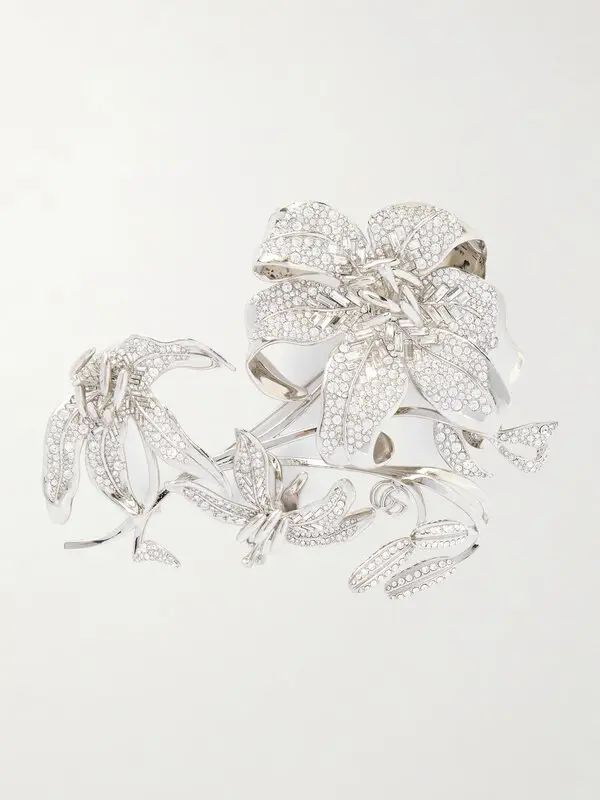 Gucci Crystal-embellished -tone Brooch - Silver
