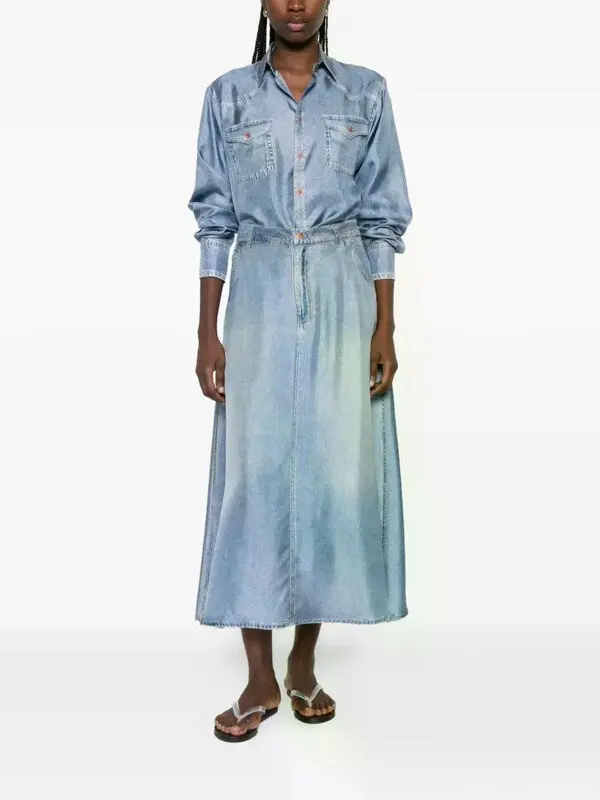PIERRE-LOUIS MASCIA A-line Denim Midi Skirt