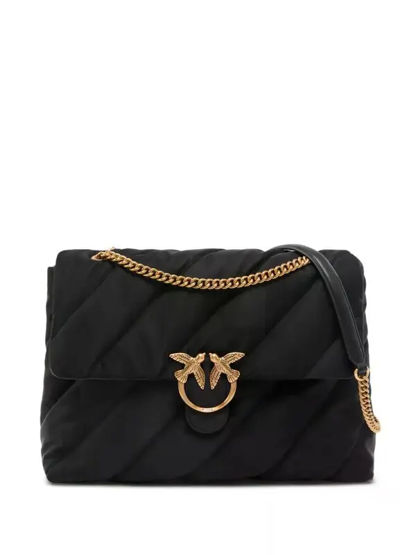 Pinko Quilted Bird-appliqué Crossbody Bag - Black