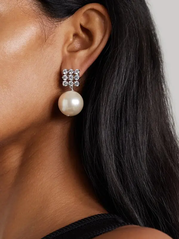 Completedworks Rhodium-plated, Cubic Zirconia And Pearl Earrings